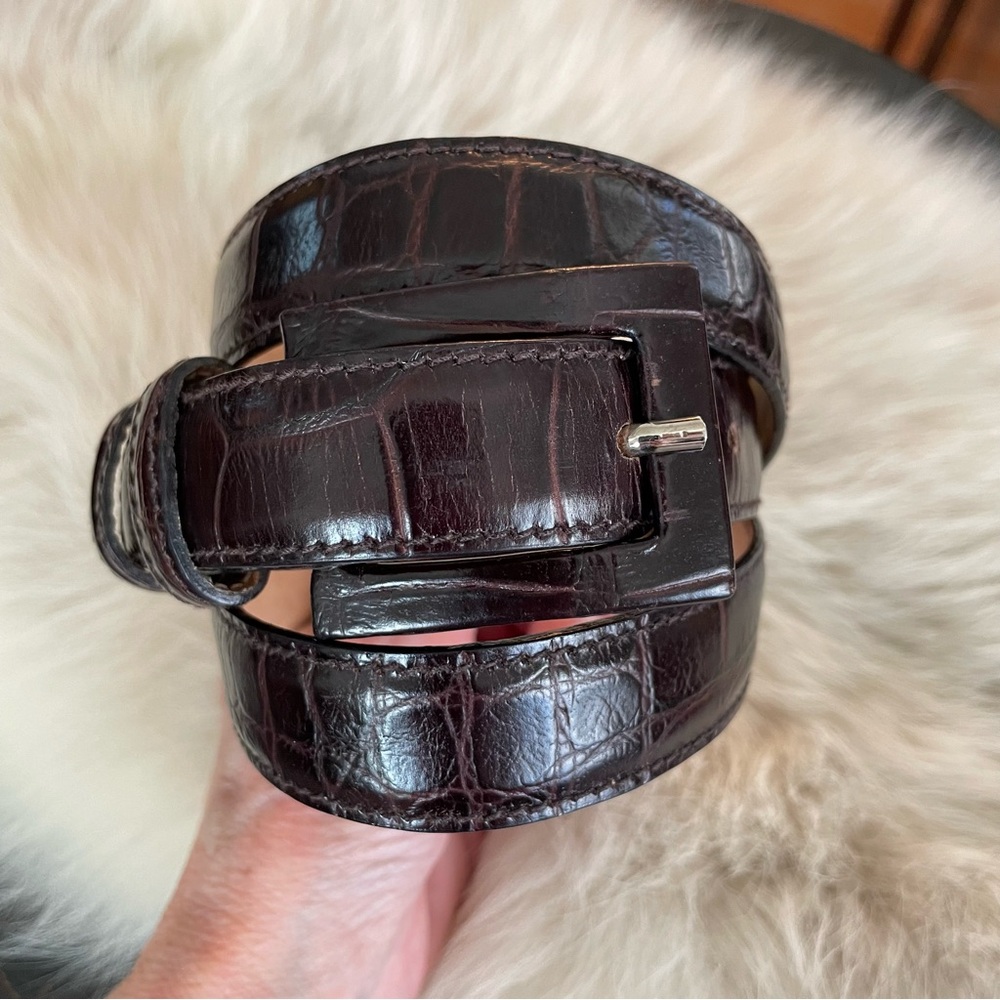 Harold Powell Croco Embossed Leather Belt Women’s Siz… - Gem